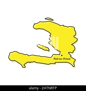 Simple outline map of Haiti with capital location. Stylized minimal line design Stock Vector ...