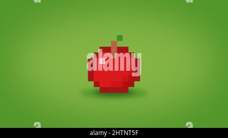 Pixel 8 bit red apple background - high resolution seamless pattern ...