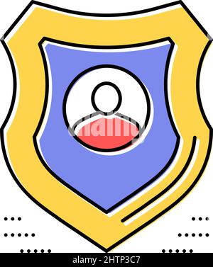 integrity icon. human with shield. icon related to core values. line ...