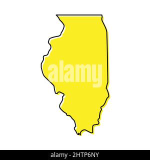 Illinois map outline concept sketch. Isolated vector graphics hand ...