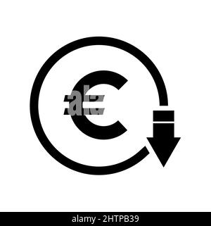 Euro reduction symbol, cost decrease icon. Reduce debt bussiness sign vector illustration Stock ...