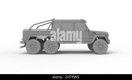3D rendering of a 6x6 pick up suv truck large cargo and off road ...
