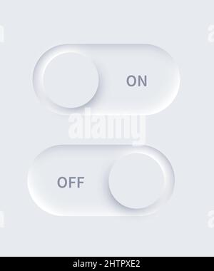 Neomorphism UI, slide bar set vector illustration. Neumorphic soft white slidebars with shadow ...