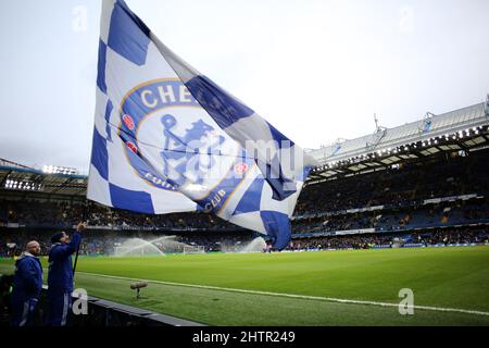 Chelsea flag is waved before the Premier League match between Chelsea ...