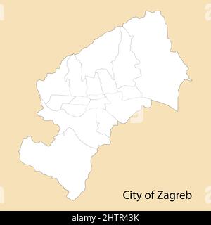 High Quality map of Zagreb is a city in Croatia, with borders of ...