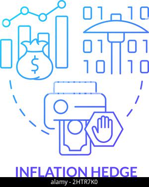 Inflation vector round blue outline banner - Hyperinflation concept ...