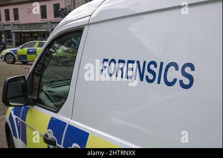 Metropolitan Police forensic services crime scene investigation van parked kerbside outside ...
