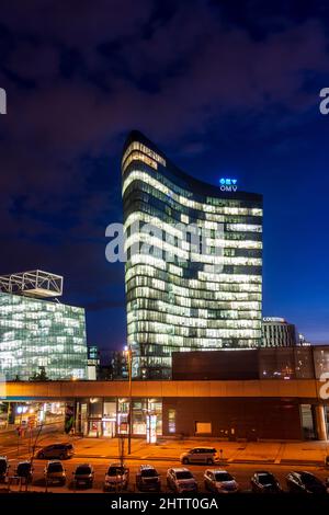 Vienna, OMV headquarters, Plus Zwei building, subway line 2 in 02 ...