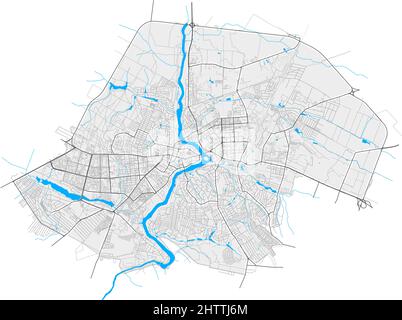 Map of Vinnytsia city, Ukraine. Urban black and white poster. Road map ...
