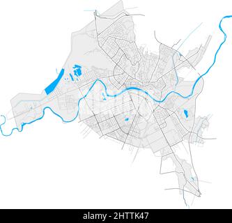 Map of Uzhhorod city, Ukraine. Urban black and white poster. Road map ...