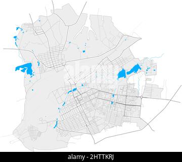 Map of Luhansk city, Ukraine. Urban black and white poster. Road map ...