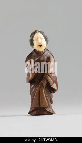Netsuke of Female Figure, 19th century, Japan, Wood, ivory, H. 2 1/4 in ...