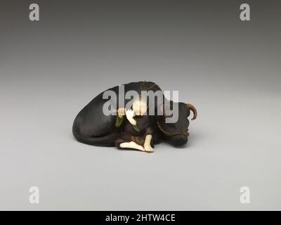 Netsuke of Ox with Bokudo 19th century Japan. Netsuke of Ox with Bokudo ...