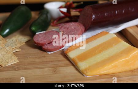 English Shire Cheese and Irish Cheese and Spices in Rustic Kitchen ...