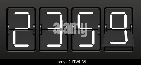 Flip clock numbers. Retro countdown animation, mechanical scoreboard ...