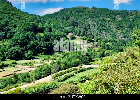 View over the mountains surrounding Sistelo village, Peneda Geres ...