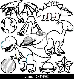 A Set of Doodle dinosaur theme illustration Stock Vector Image & Art ...