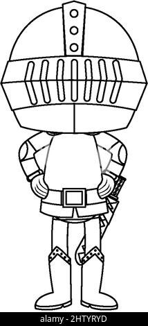 Knight doodle cartoon for colouring illustration Stock Vector Image ...