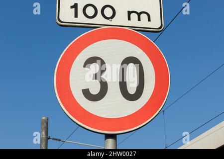 Turkish Speed Limit (30km) sign and dangerous curves to the left sign ...