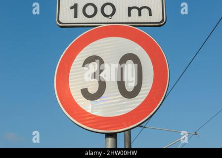 Turkish Speed Limit (30km) sign and dangerous curves to the left sign ...