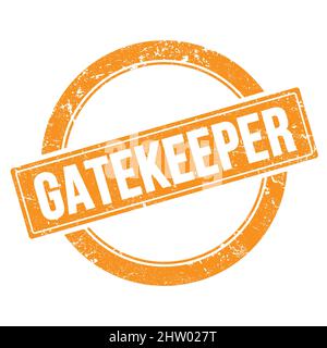 GATEKEEPER text on orange grungy rectangle vintage stamp Stock Photo ...