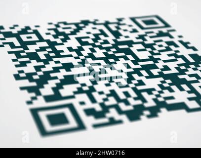 A QR code close up colored on the white background Stock Photo - Alamy