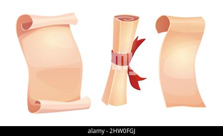 Parchment scroll for game ui design. Cartoon vector illustration set of ...