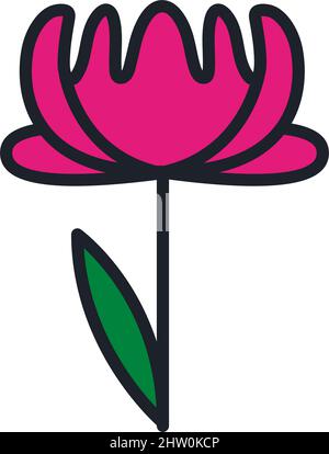 Peony icon. Pion flower isolated vector icon Stock Vector Image & Art ...