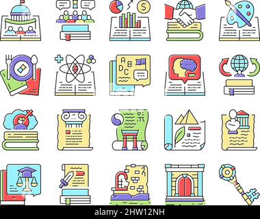 History Learn Educational Lesson Icons Set Vector Stock Vector Image ...