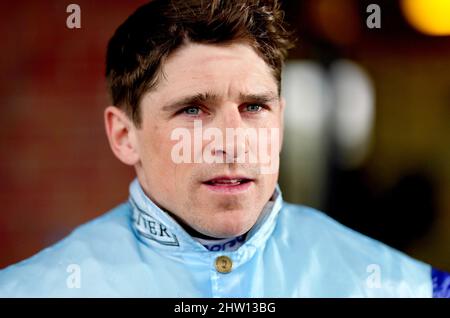 Jockey Harry Skelton after competing in the Ray Dalfsen Mares' Handicap ...