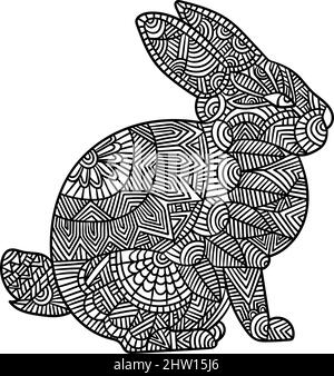 Rabbit Mandala Coloring Pages for Adults Stock Vector Image & Art - Alamy