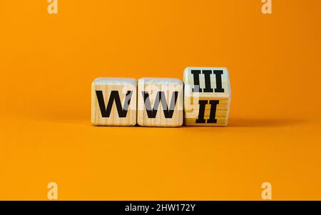 WW3 world war 3 symbol. Turned the wooden cube and changed the concept ...