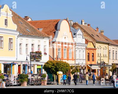 Old buildings at main square (Foe Ter). The medieval town Koszeg in ...