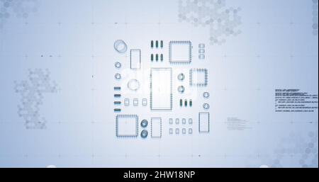 Image of data processing and 6g texts with schema on white background ...