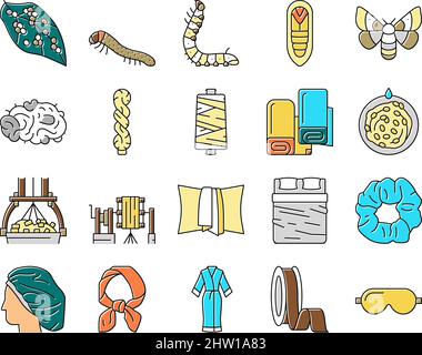 Sericulture Production Business Icons Set Vector Stock Vector Image ...