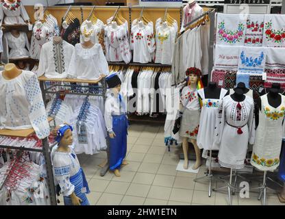 A shop selling traditional Ukrainian clothes and costumes in Kyiv (Kiev ...
