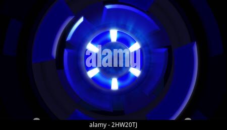 Image of blue circular interfaces spinning over black background Stock ...