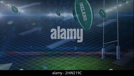 Image of arrows over rugby balls falling with new zealand text at ...