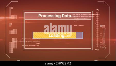 Image of data processing with loading bar on red background Stock Photo ...