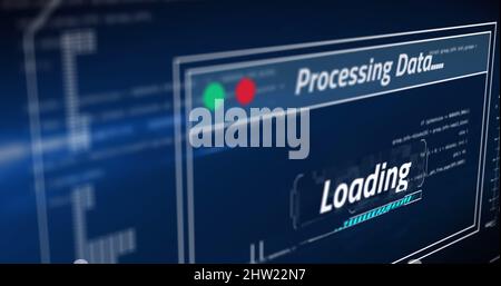 Image of data processing with loading bar on red background Stock Photo ...