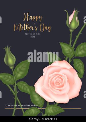 Happy mother's day botanic garden pink tulip flower love heart and ...