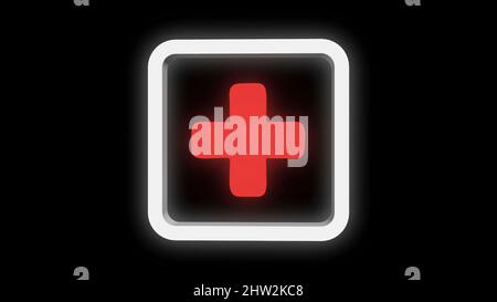 Animation rotating red plus sign on a black background. Concept of ...