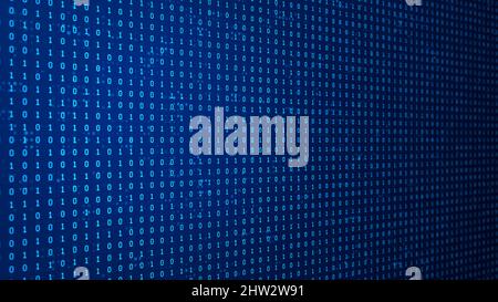 Illustration of running binary codes on a blue blurry background Stock ...