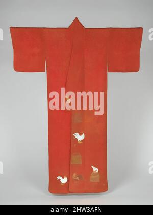 鶏柄小袖, Kosode Robe with Roosters and Hens, 19th century Stock Photo - Alamy