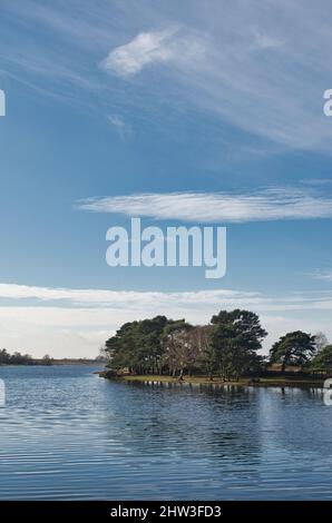 Hatchet Pond in the New Forest at sunset Stock Photo - Alamy