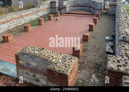 Ruins of Ancient fortification Castra ad Montanensium in town of ...