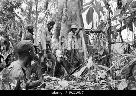 Biafran soldiers seen here advancing towards the Nigerian army. 11th June 1968The Nigerian Civil ...