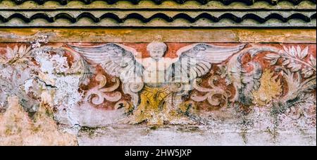 Angel fresco, Nimes Cathedral, Gard, France. Catholic church created ...