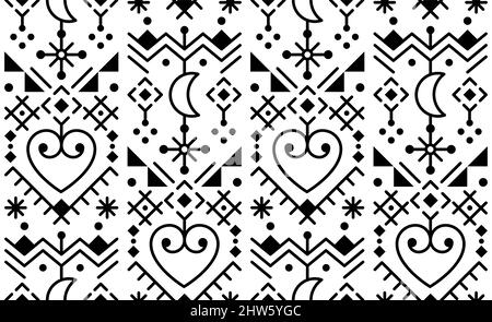 Geometric tribal or neotribal line art vector seamless pattern, textile ...