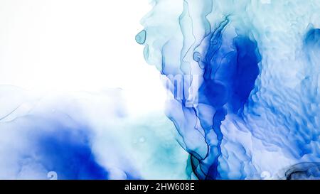 Translucent Alcohol ink on white backdrop. Modern background. Abstract ...